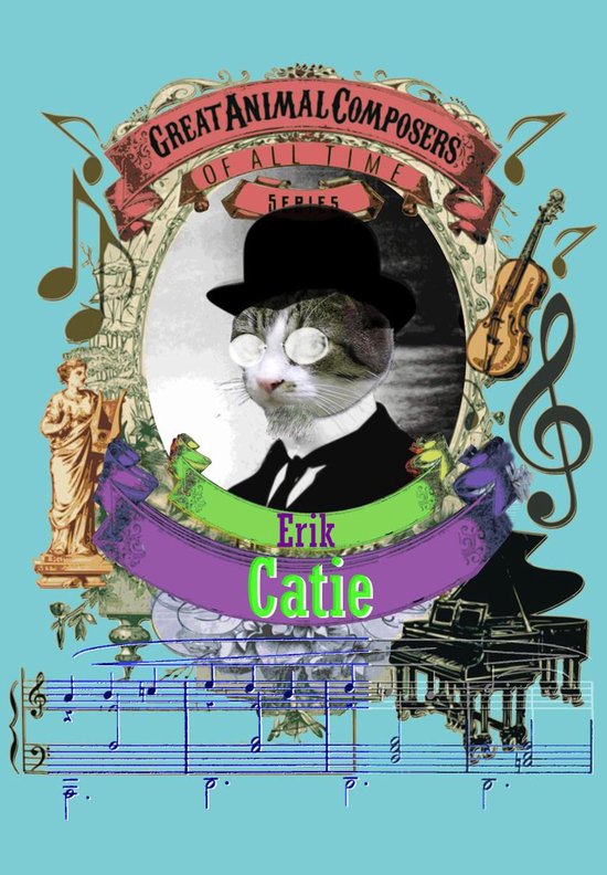 Erik Catie - Erik Satie Cat (Kat) Piano Componist - Wit Shabby Chic ...