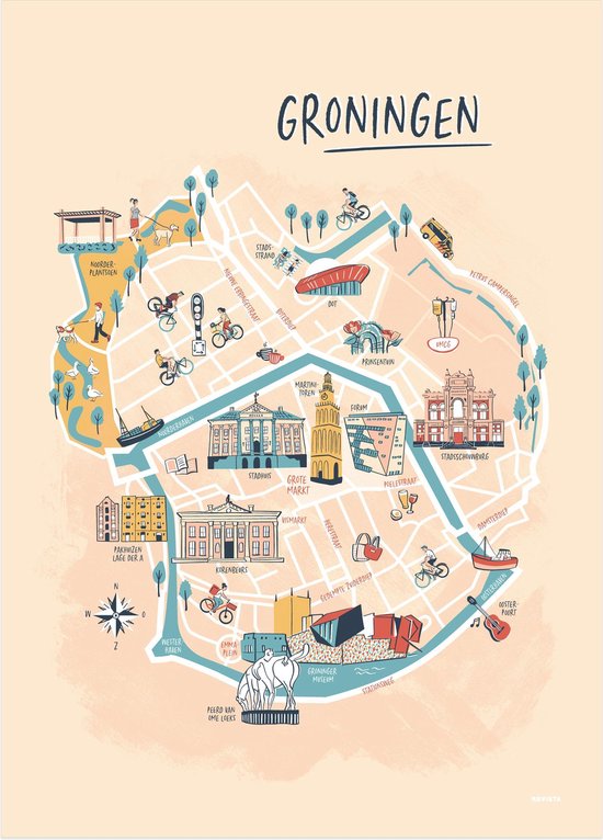 Groningen stadskaart poster | bol.com