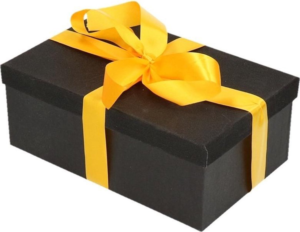 Cadeau gift box zwart 24 x 15 en geel cadeau lint - kadodoosjes ...