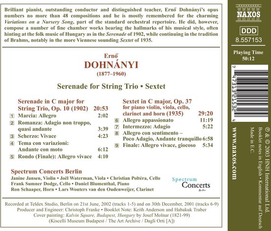 Serenade For String Trio / Sextet, Spectrum Concerts Berlin | CD (album) | Muziek | bol.com