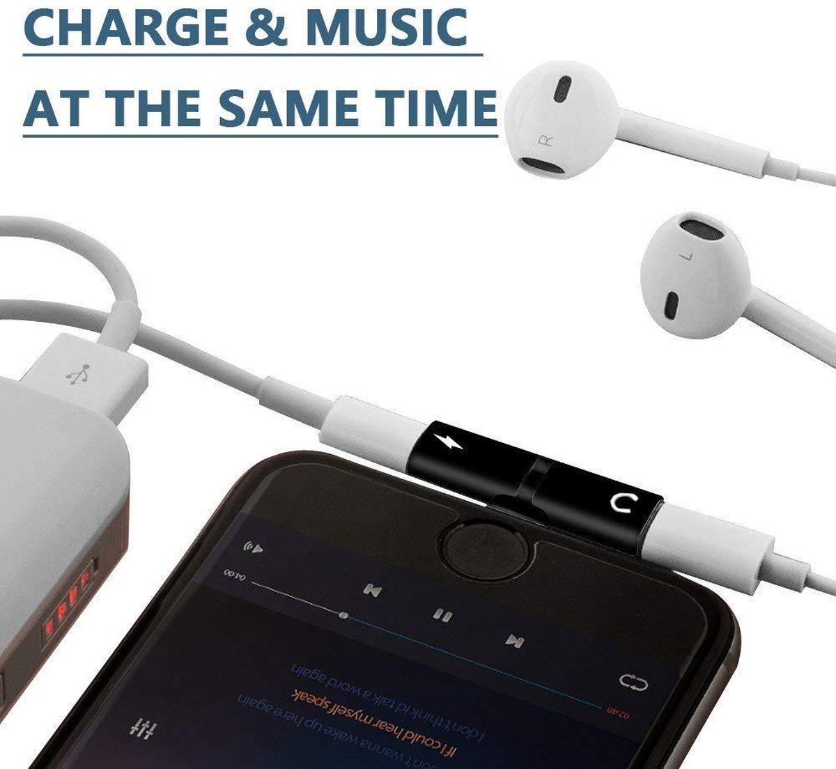 Audio Adapter Splitter Zwart - Opladen en Audio Beluisteren - iPhone ...
