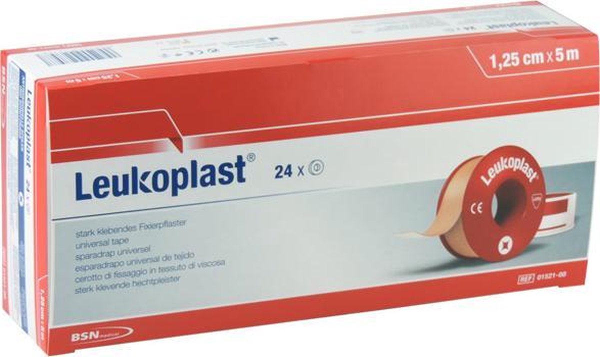 Leukoplast, hechtpleister met klemring 1,25cm x 5m, doosje 24 stuks ...
