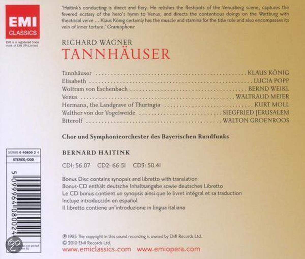 Tannhauser, R. Wagner | CD (album) | Muziek | bol.com