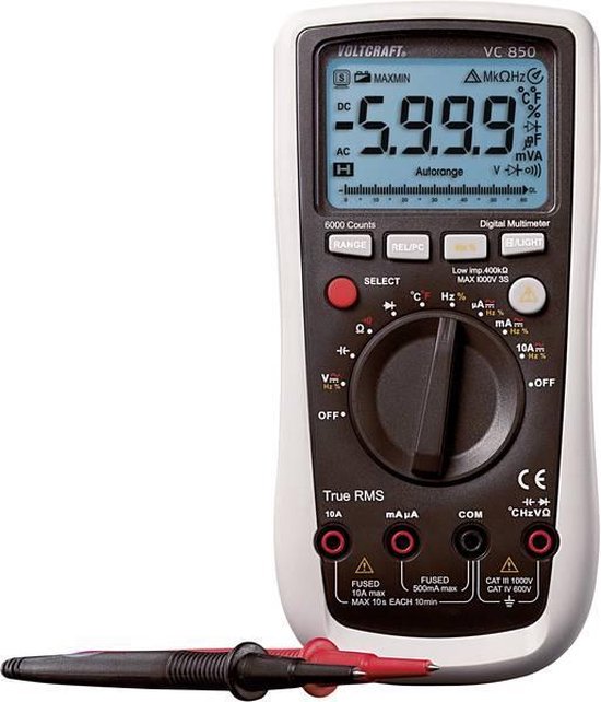 VOLTCRAFT VC850 Multimeter Digitaal CAT III 1000 V, CAT IV 600 V ...