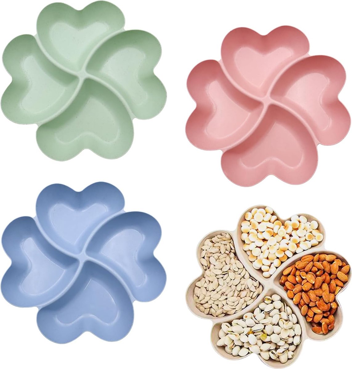 Assiettes à snack avec compartiments, 4 bols à snack, assiettes ...