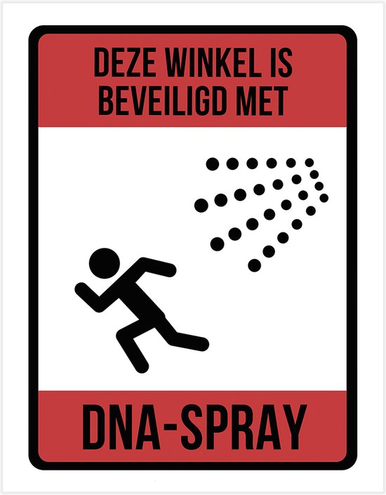 Pictogram/ bord | "Deze winkel is beveiligd met DNA-spray" | 19 x 25 cm |... | bol