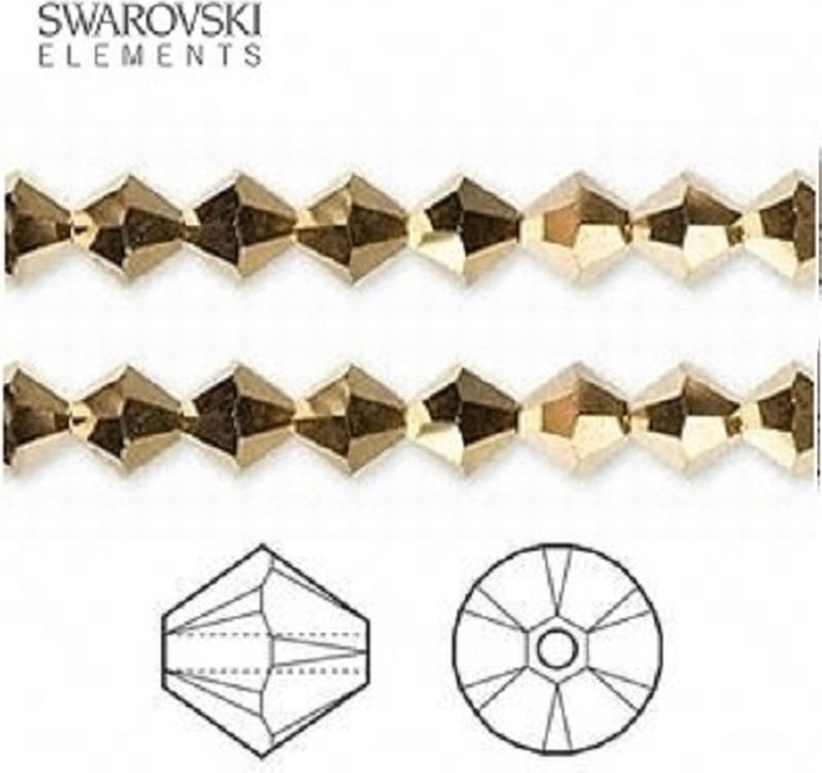 Swarovski Elements, 36 stuks Xilion Bicone kralen (5328), 6mm, aurum ...