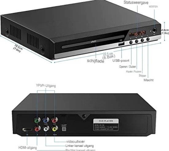 DVD speler met HDMI - DVD speler met HDMI aansluiting - DVD speler HDMI - Zwart | bol