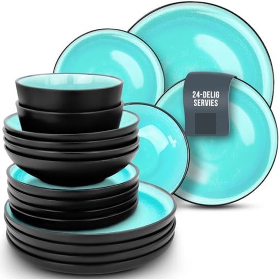 Bordenset 24 delig - Bordenset servies - Bordenset zwart | bol