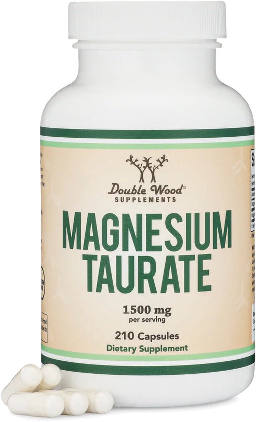 Double Wood Magnesium Tauraat - 210 vegan capsules - 500 mg - Taurate ...