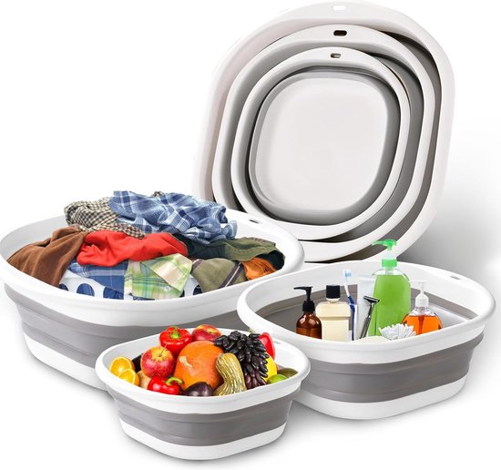 Opvouwbare wasmand, set van 3, duurzame wasmand met 3 haken, gemaakt ...