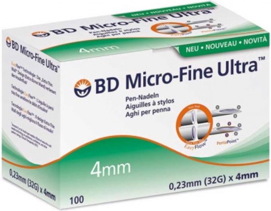BD - Micro-Fine Ultra pennaald 0,23 x 4mm (32G) 100 stuks | bol