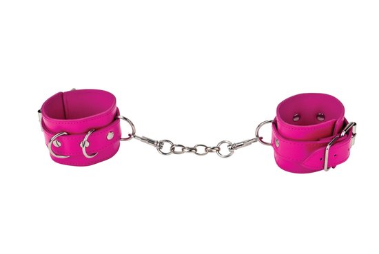 Ouch! Leren Handboeien met Schakelketting - Roze | bol