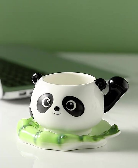 Leuke en knappe emaille panda - Keramische koffiekopjesset | bol