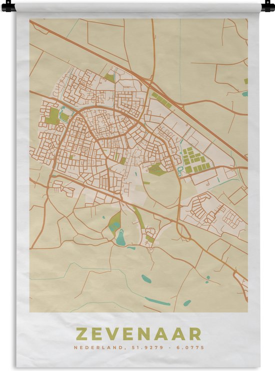 Wandkleed - Wanddoek - Zevenaar - Stadskaart - Plattegrond - Kaart ...