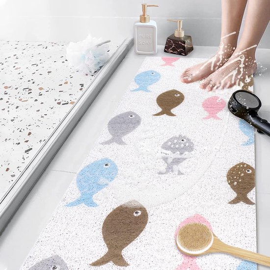 Douchemat, antislip, 100 x 40 cm, zacht comfort badmat met afvoergaten ...