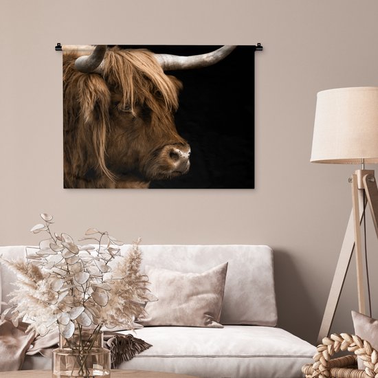 Wandkleed - Wanddoek - Schotse hooglander - Vacht - Dier - 90x67.5 cm ...