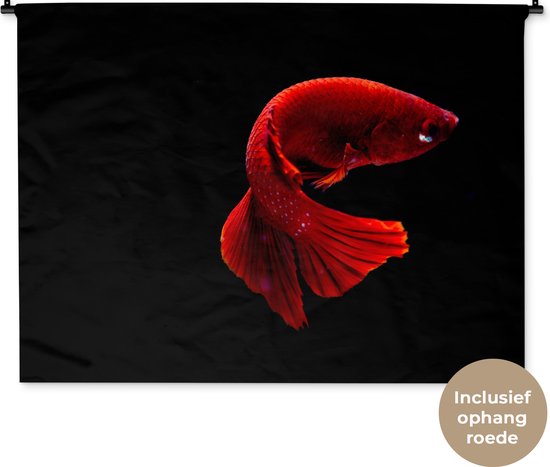 Wandkleed - Wanddoek - Vis - Zeedier - Staart - Rood - 150x112 cm ...