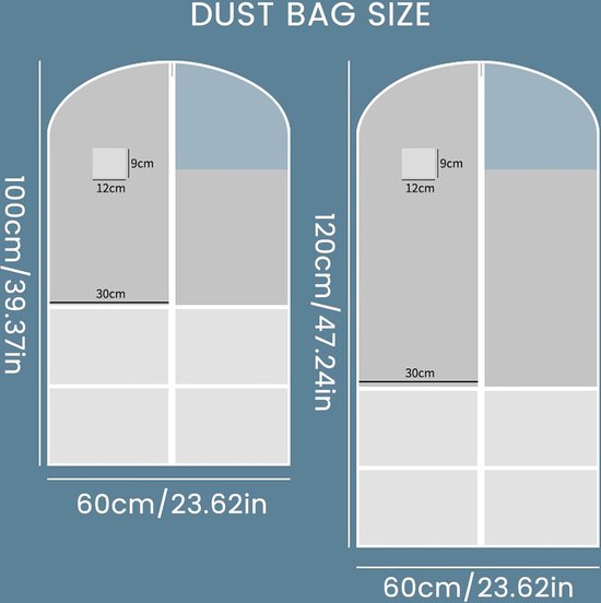 Kledingzak, 2 stuks, Kledingzak, lang, 120 cm, 100 cm, kledingzak, pak ... Kledingzak, 2 stuks, Kledingzak, lang, 120 cm, 100 cm, kledingzak, pak ...