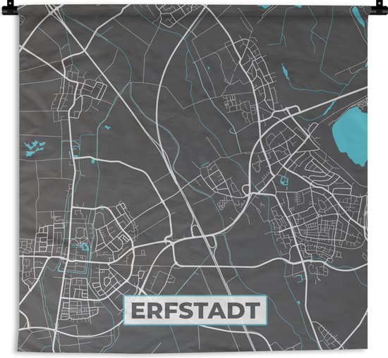 Wandkleed - Wanddoek - Duitsland – Blauw – Erfstadt – Stadskaart ...