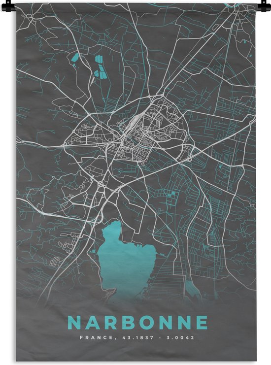 Wandkleed - Wanddoek - Kaart – Stadskaart – Narbonne - Plattegrond ...