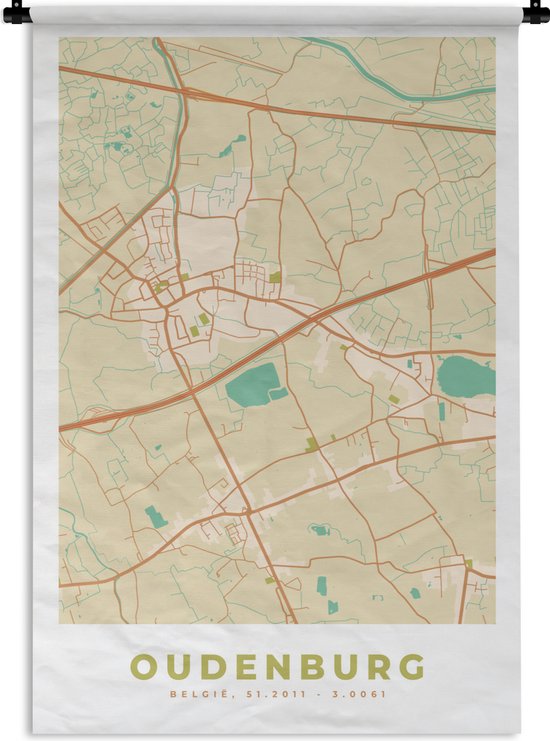 Wandkleed - Wanddoek - Stadskaart - Oudenburg - Kaart - Plattegrond ...
