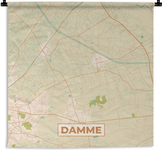 Wandkleed - Wanddoek - Damme - Vintage - Plattegrond - Stadskaart ...
