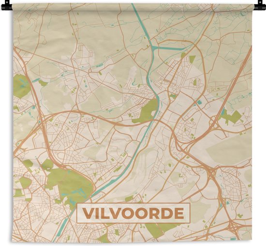 Wandkleed - Wanddoek - Vilvoorde - Vintage - Kaart - Stadskaart ...