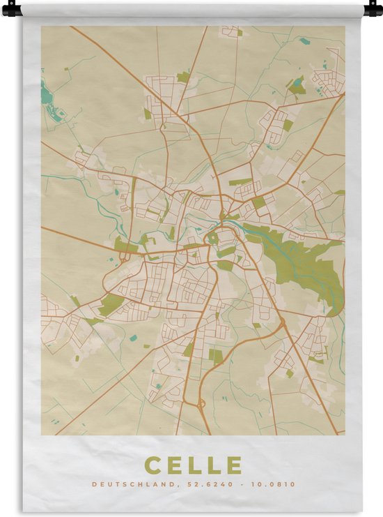 Wandkleed - Wanddoek - Celle - Plattegrond - Vintage - Kaart ...