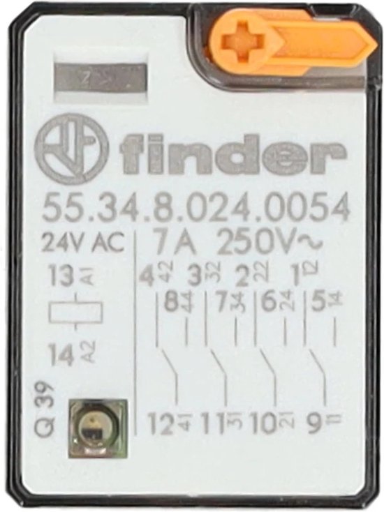 Finder relais 2 wisselcontacten 10A 24V DC per 10 stuks (55.32.9.024 ...