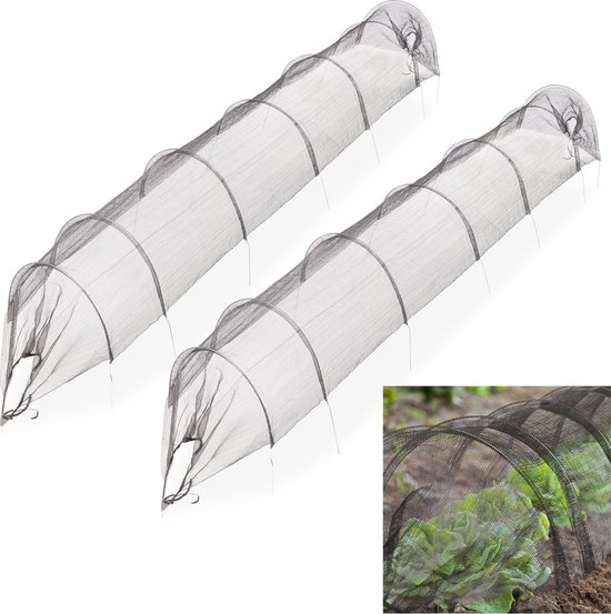 kweektunnel - set van 2 - elk 3 m lang - tegen ongedierte - fijnmazig ...
