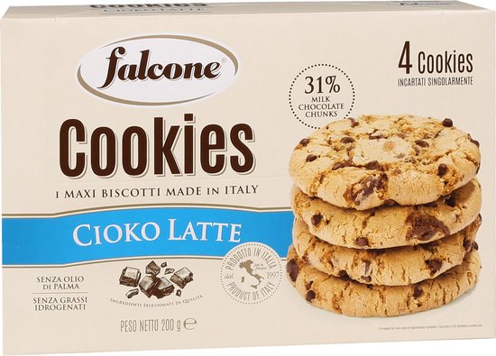 FALCONE Cookies Cioko Latte - Koekjes met Melkchocoladestukjes 200g | bol