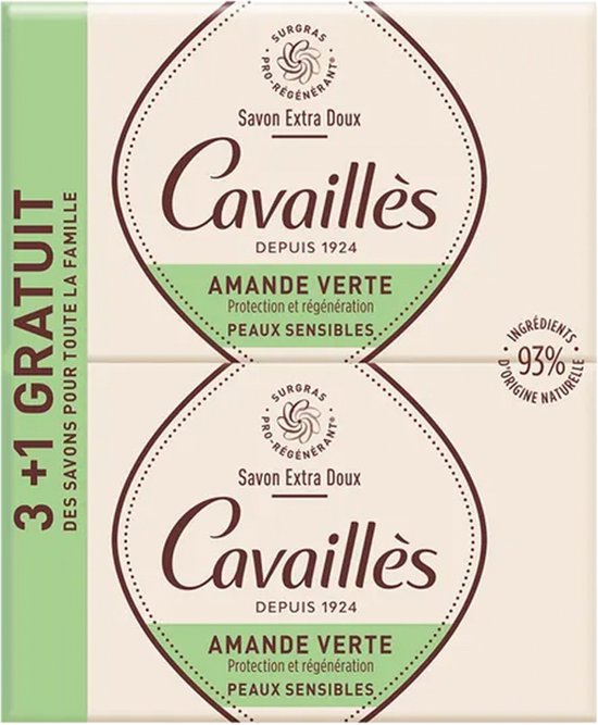 Rogé Cavaillès Extra Milde Zeep Groene Amandel Set van 3 x 250 g + 1 ...