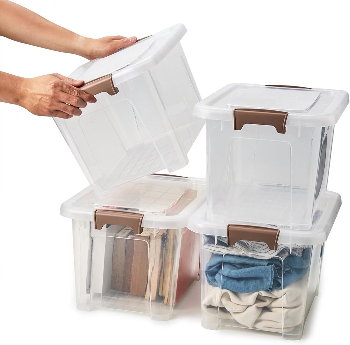 Stapelbare opbergdozen met deksel, 16,1 liter, set van 6 opbergdozen ...