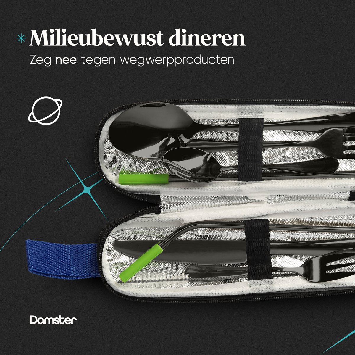 Damster reisbestek 2024 - Meeneem bestek rvs - reis bestekset to go ...