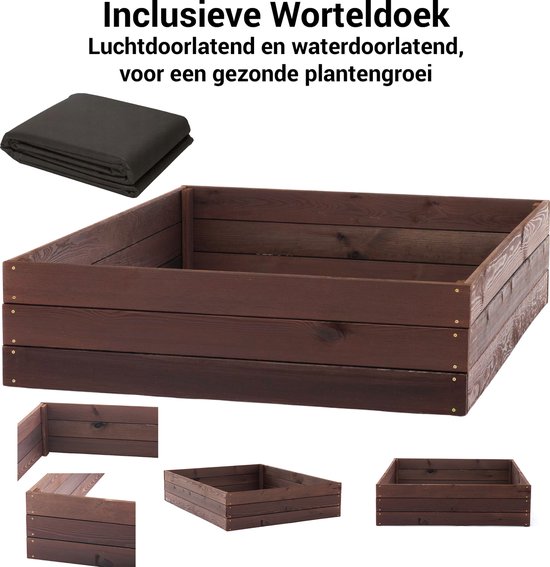GEIMPREGNEERDE Kweekbak planten – Moestuinbak 120x120x27cm INCL ...