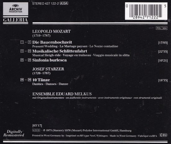 L. Mozart: Peasant Wedding, Musical Sleigh Ride; Starzer, Ensemble ...