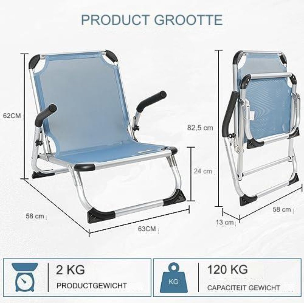 Strandstoel Inklapbaar - Strandstoel Opvouwbaar - Strandstoel ...