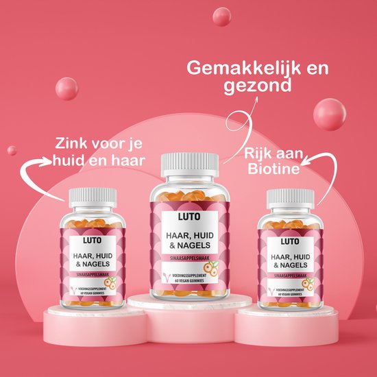 Luto Supplement - Haar, huid en nagel gummies - vitamines voor haar, huid en nagels -... | bol