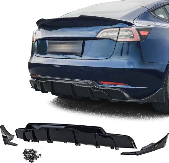 Passend Voor Tesla Model 3 Achter Spoiler Diffuser Glans Zwart ...