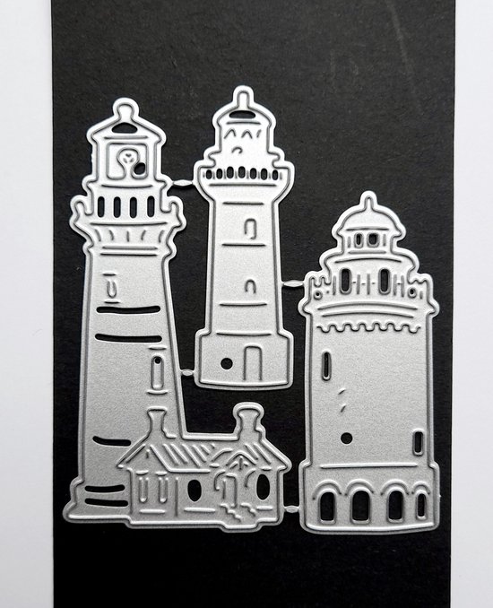 Metalen snijmal - 3 vuurtorens - vuurtoren - scrapbooking - stansmes ...