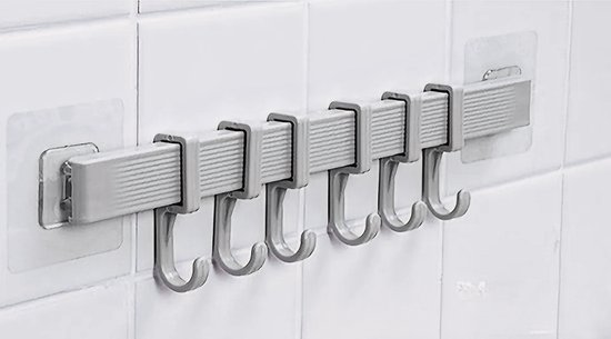 6 Kunstof Haken Aan Rail Voor Keukengerei Of Badkamer Zonder Boren ...