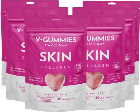 V-GUMMIES SKIN COLLAGEN - Vitamine Gummie- 6 x 50 Stuks - Voordeelverpakking | bol