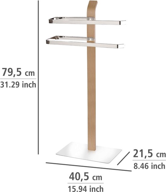 Houder WC-set Verchroomd metaal/fineer 40,5 x 79,5 x 21,5 cm naturel | bol