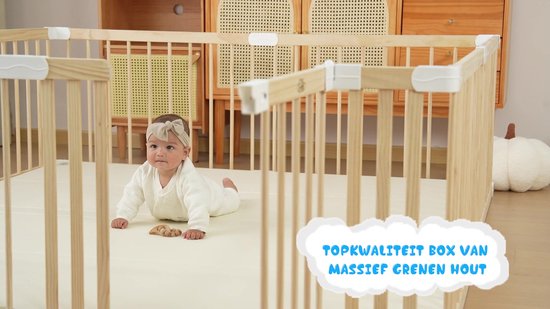 Houten Grondbox Baby & Luxe Speelmat - 160x180 cm - Stabiele, Ongelakte ...