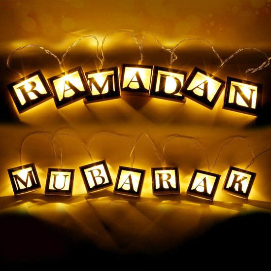 RAMADAN DECORATIE "Ramadan LED Lichtketting: Houten Moslim Nachtlampje ...