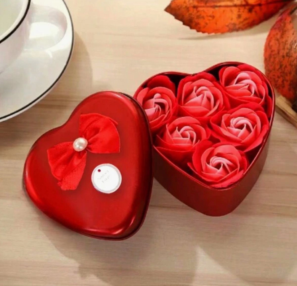 Doosje met Zeepbloemen - Hartje - Tinnen Hart - Zeeprozen - Moederdag ...