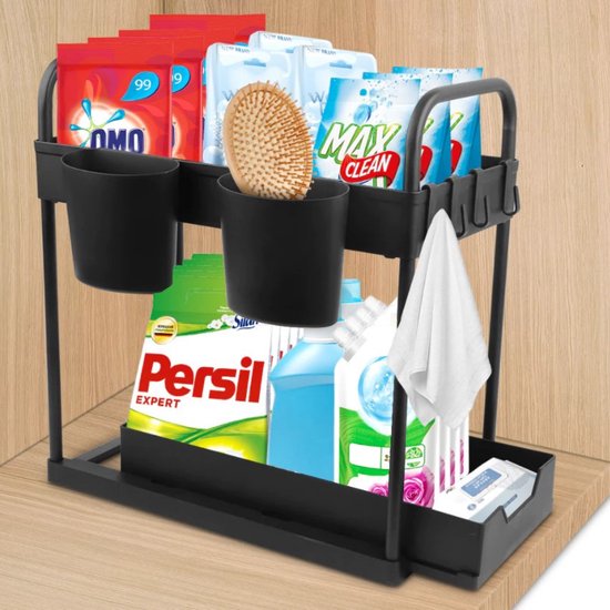 Opbergsysteem voor onder de gootsteen met 2 niveaus, uittrekbare ...