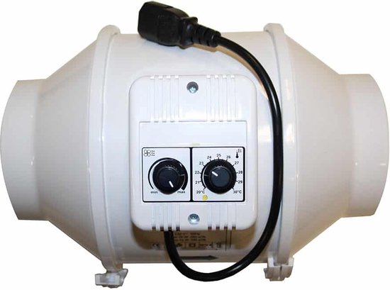 Svent kunststof buisventilator met temperatuur regelaar 552m3 Ø 150mm ... Svent kunststof buisventilator met temperatuur regelaar 552m3 Ø 150mm ...