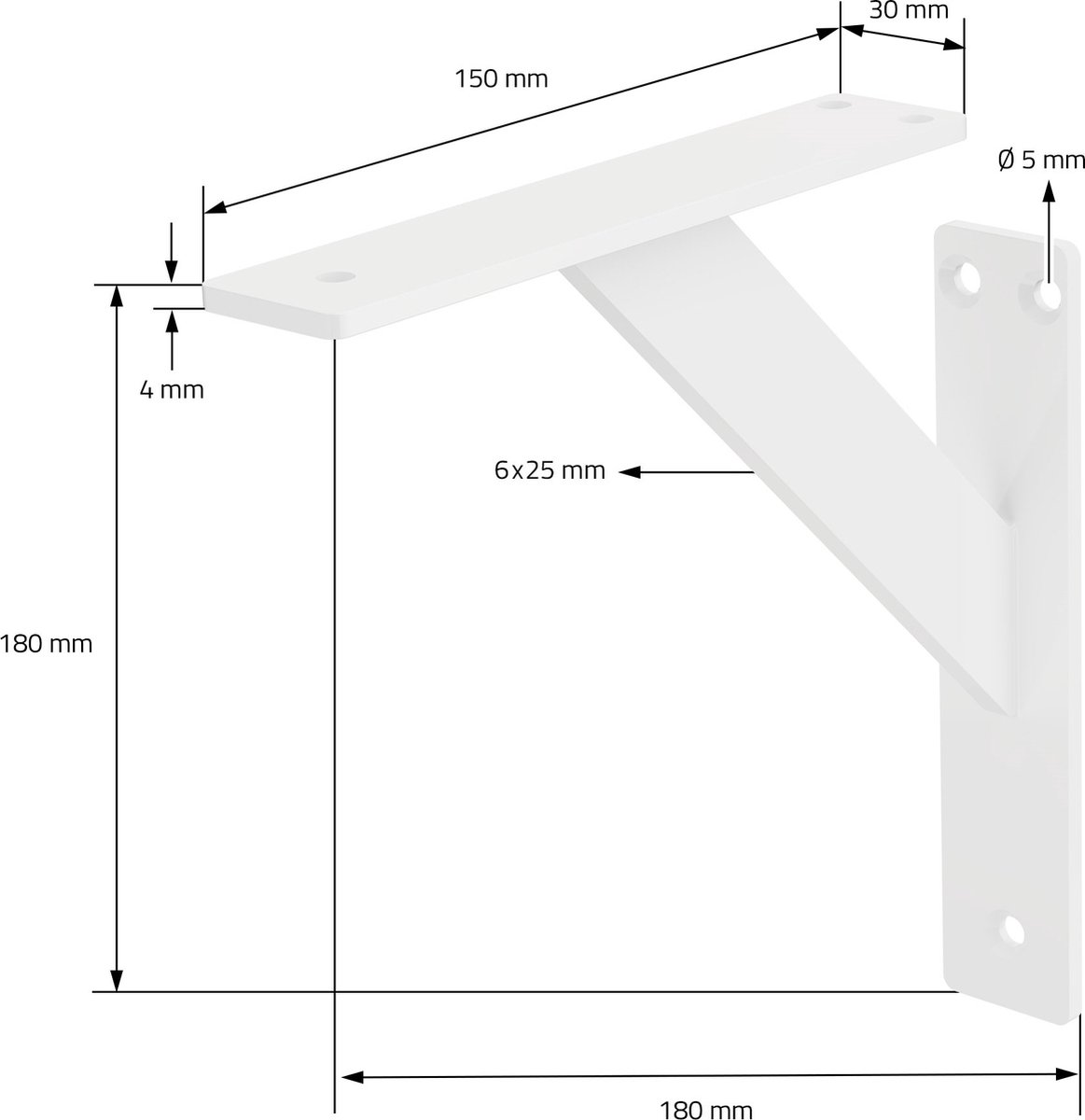 ML-Design 8 stuks plankdrager 180x180 mm, wit, aluminium, zwevende ...